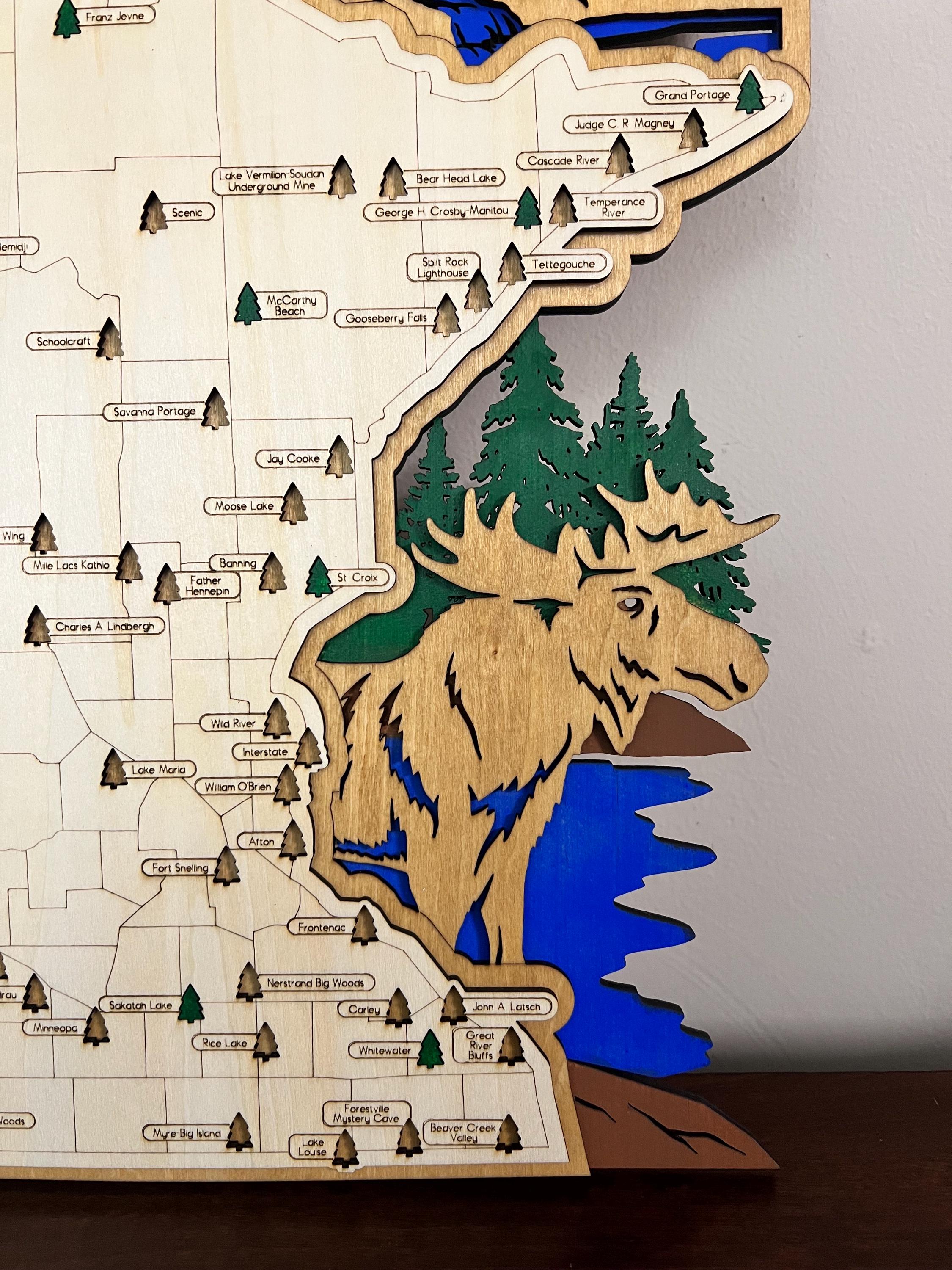 Minnesota State Park Map, Personalized Minnesota Travel Map, Laser Cut ...