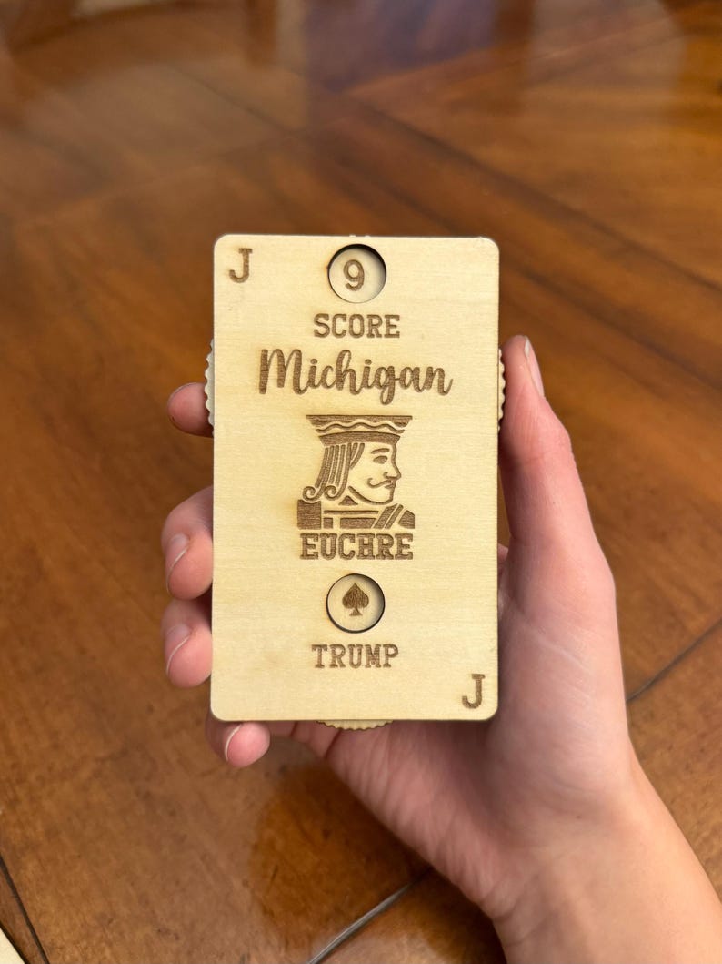 Wooden Euchre Scorekeeper Set, Adjustable Michigan Euchre Score Card ...