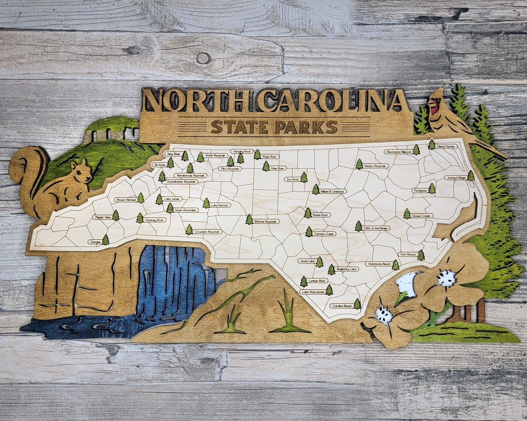 North Carolina State Park Map, Personalized North Carolina Travel Map ...