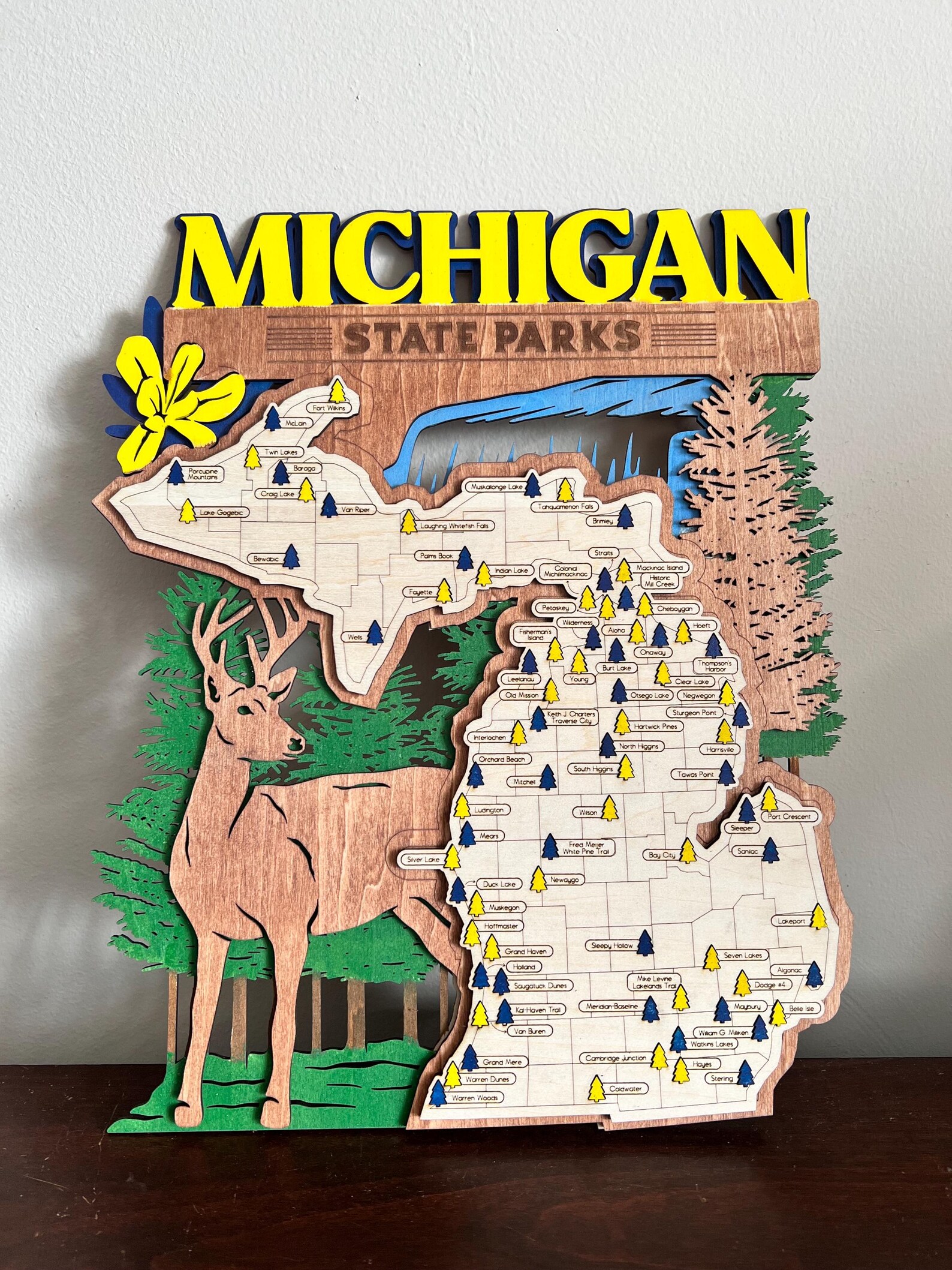 Michigan State Park Map, Personalized Michigan Travel Map, Laser Cut ...