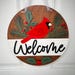 Cardinal Welcome Sign, Wood Round Sign, Front Door Hanger, Bird Lover ...