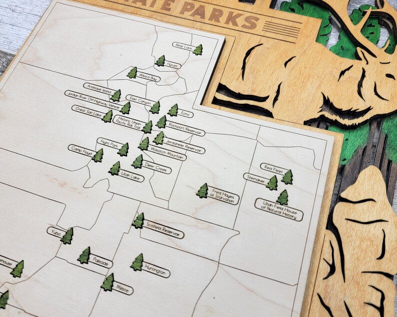Utah State Park Map, Personalized Utah Travel Tracker Map, Engraved ...