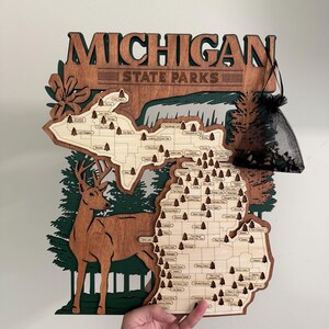 Michigan State Park Map, Personalized Michigan Travel Map, Laser Cut ...