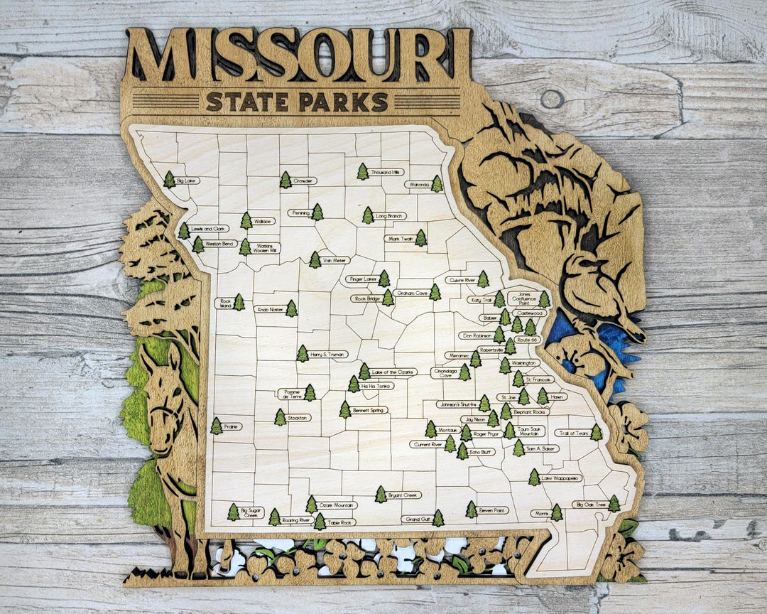 Missouri State Park Map, Personalized Missouri Travel Map, Laser Cut ...