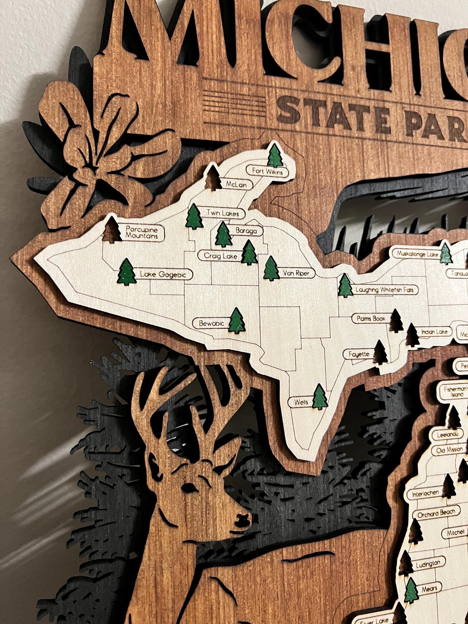 Michigan State Park Map, Personalized Michigan Travel Map, Laser Cut ...