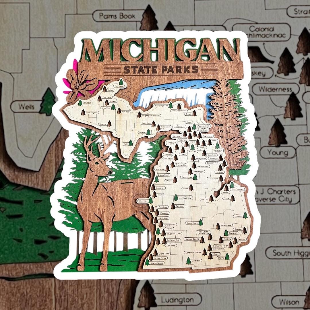 Michigan State Park Map, Personalized Michigan Travel Map, Laser Cut ...