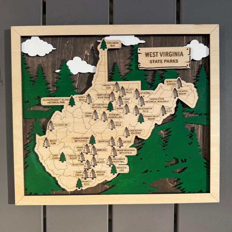 West Virginia State Park Map, Personalized West Virginia Travel Map ...
