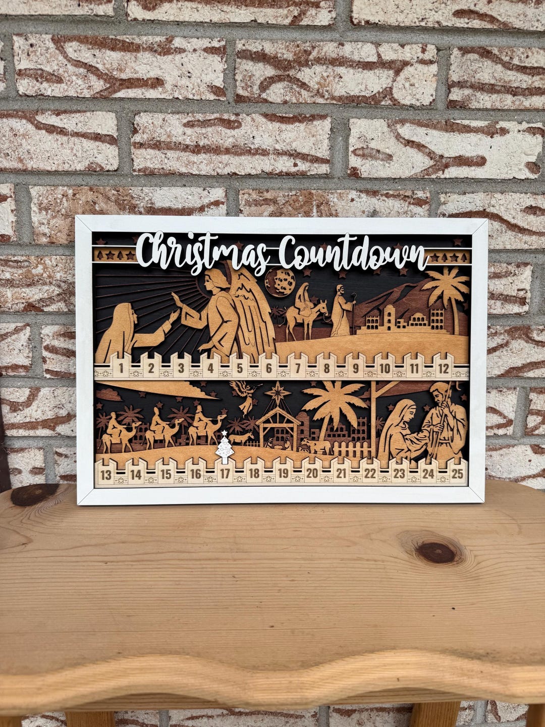 Nativity Christmas Countdown Calendar, Wooden Advent Calendar ...