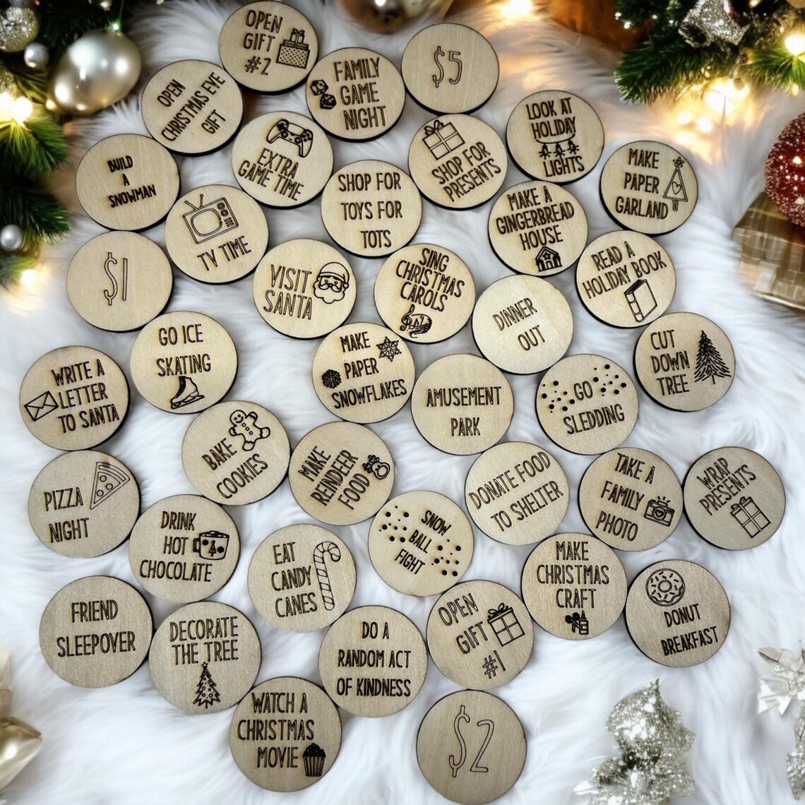 Family Activity Advent Calendar Tokens, Christmas Countdown, Activities ...