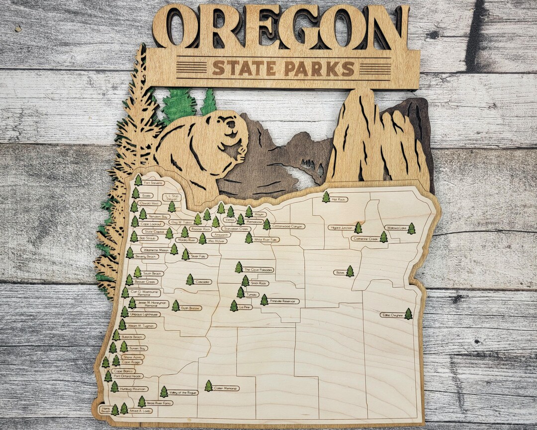 Oregon State Park Map, Personalized Oregon Travel Map, Oregon Home ...