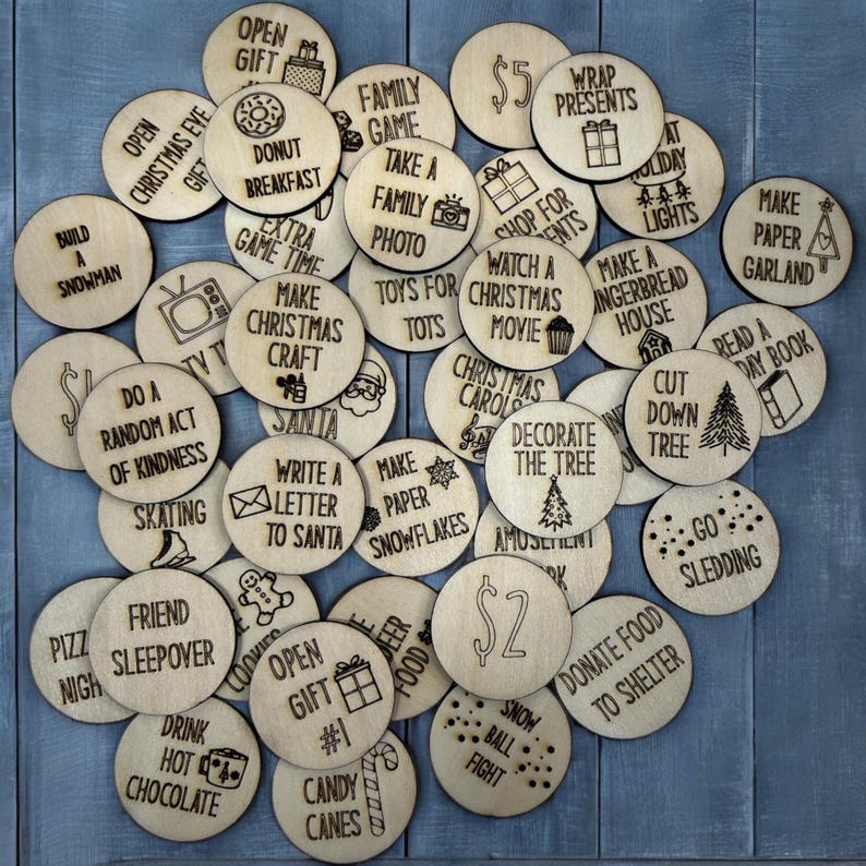Family Activity Advent Calendar Tokens, Christmas Countdown, Activities ...