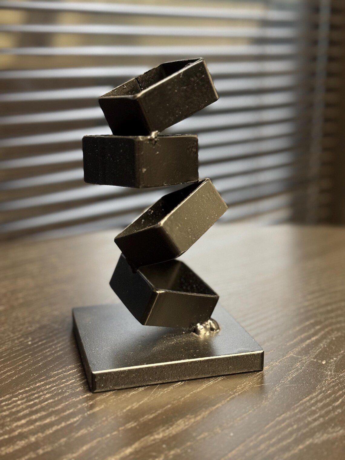 Modern Geometric Metal Desk Sculpture- Abstract Art for Office and Home ...