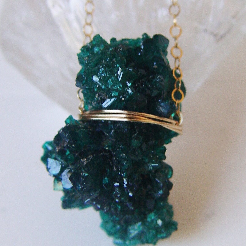 Dioptase Raw Pendant - Etsy