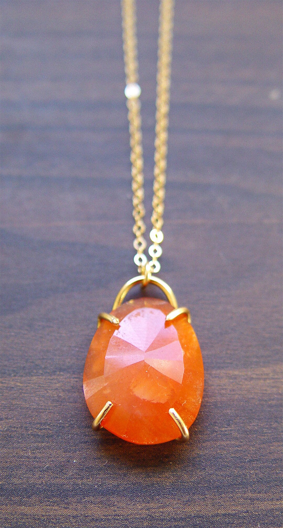 Rose Cut Orange Carnelian 14k Gold Filled Necklace Carnelian Statement ...