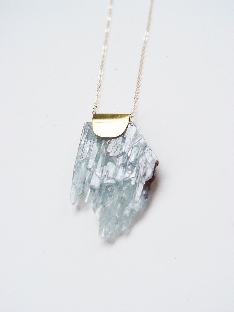 Raw Blue Barite Crystal Necklace: 14k Gold Filled Boho Healing Jewelry ...