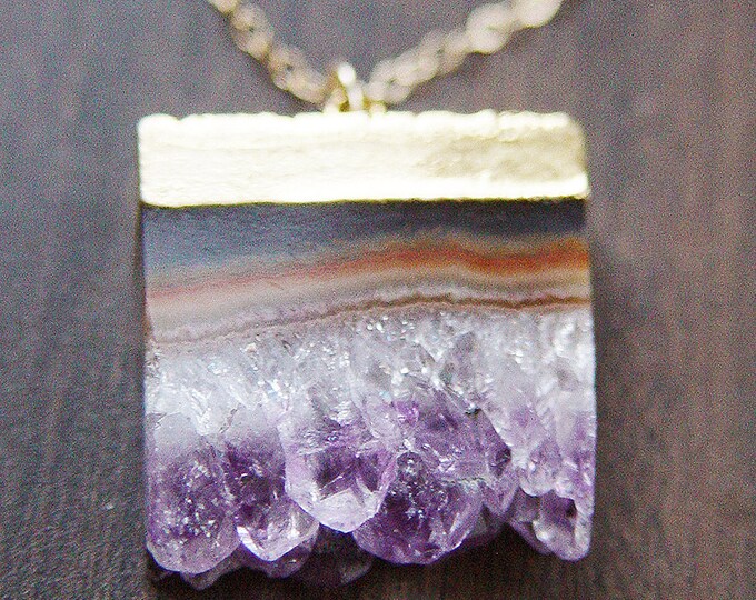 Purple Amethyst Stalactite Necklace 14k Gold OOAK - Etsy