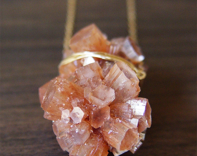 Orange Aragonite Gold Necklace - Etsy