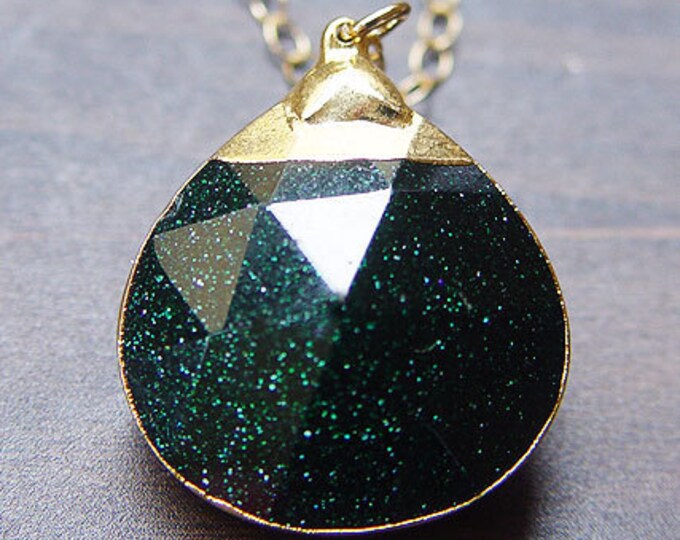 Green Sunstone Gold Necklace Limited Edition - Etsy