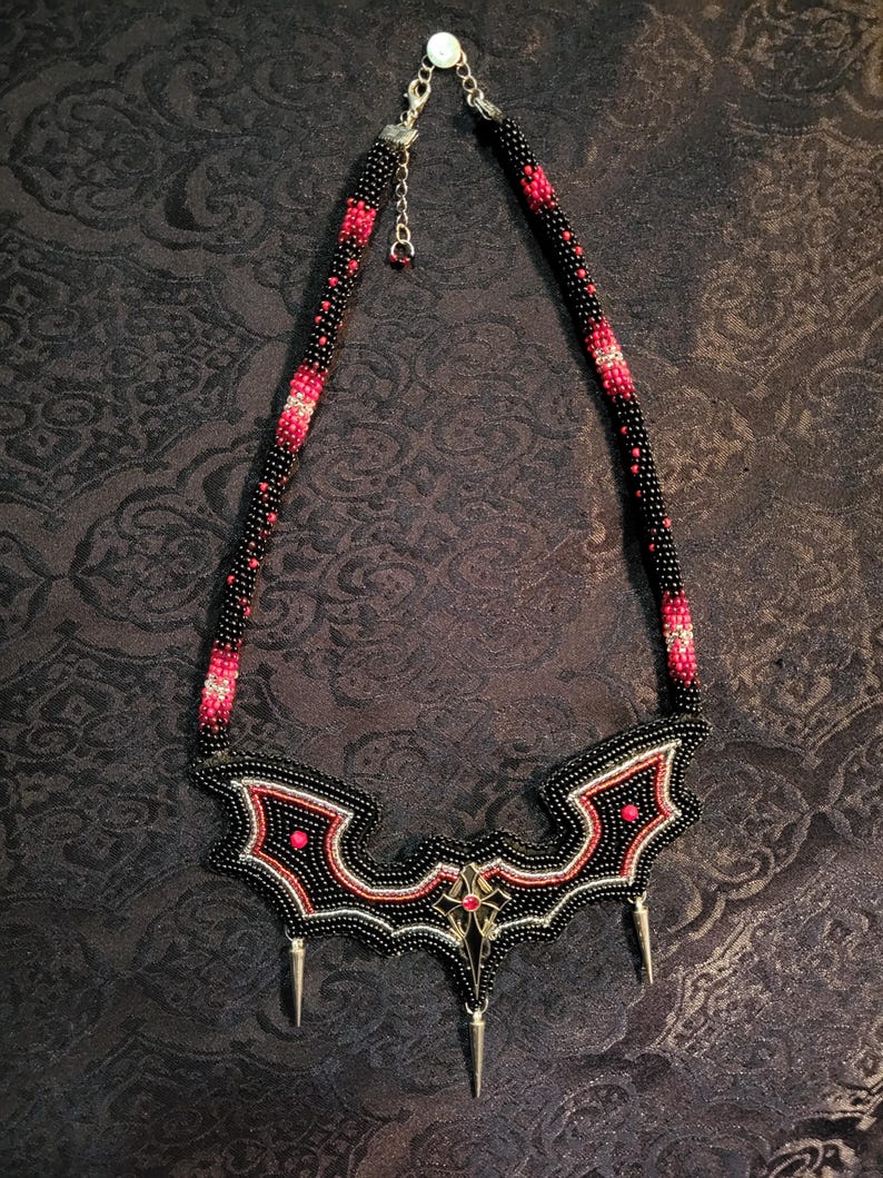 Bat Beaded Necklace - Etsy