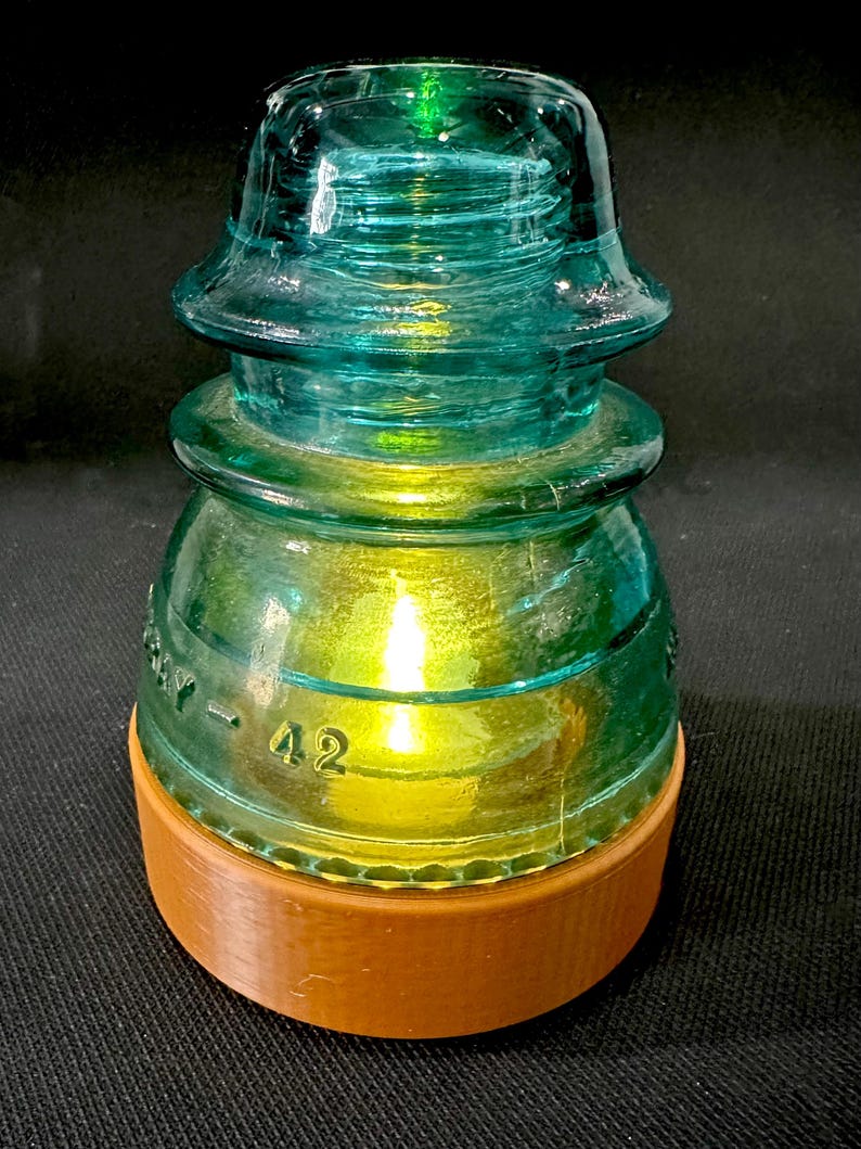 Lighted Glass Insulator Base With Tea Light - Etsy