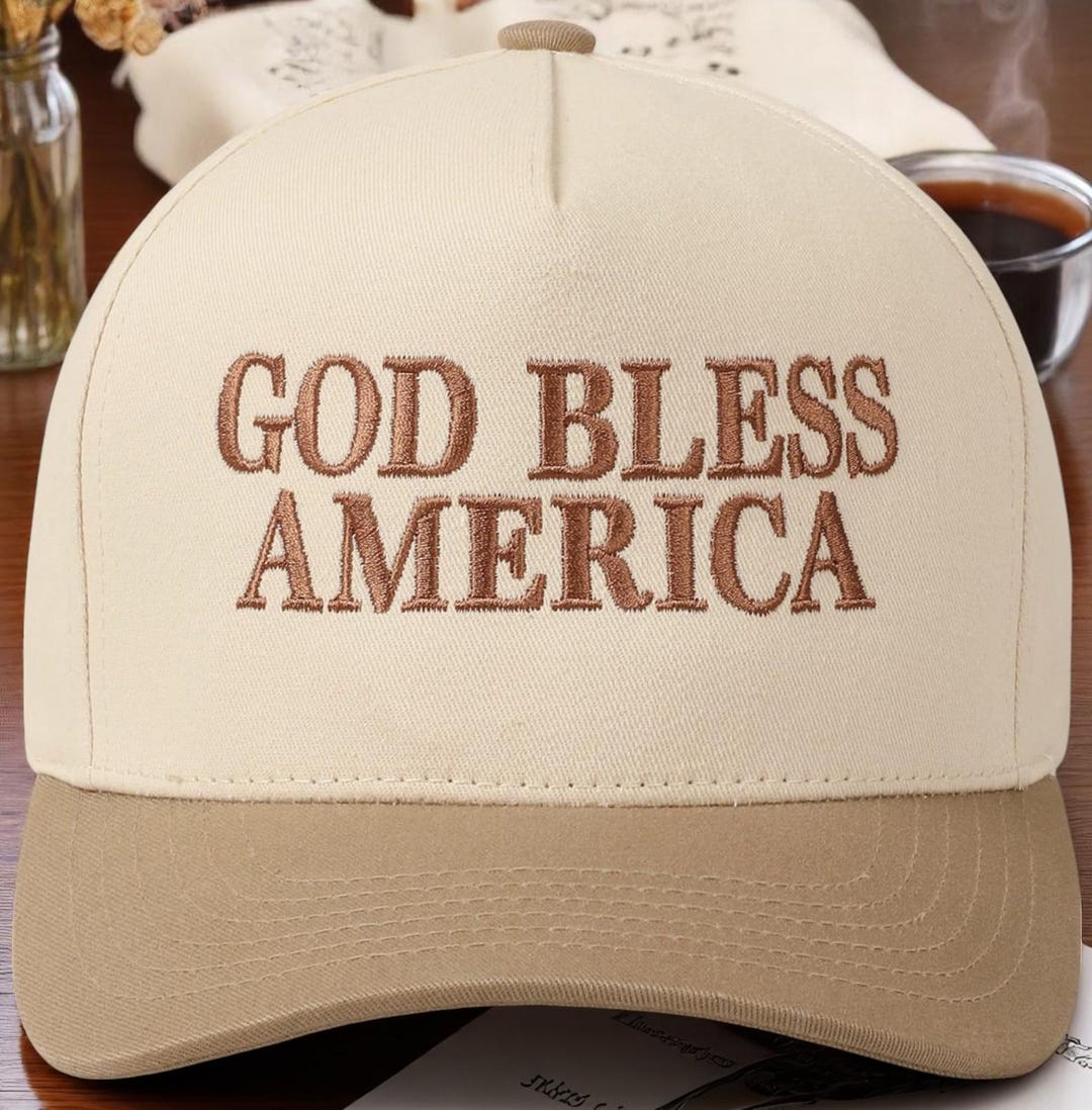 God Bless America Embroidered Two-tone Canvas Trucker Hat, God Bless ...