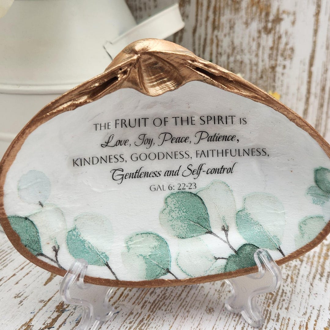 Gal 6: 22-23 Fruit of the Spirit Decoupage Shell Ring Dish With Bible ...