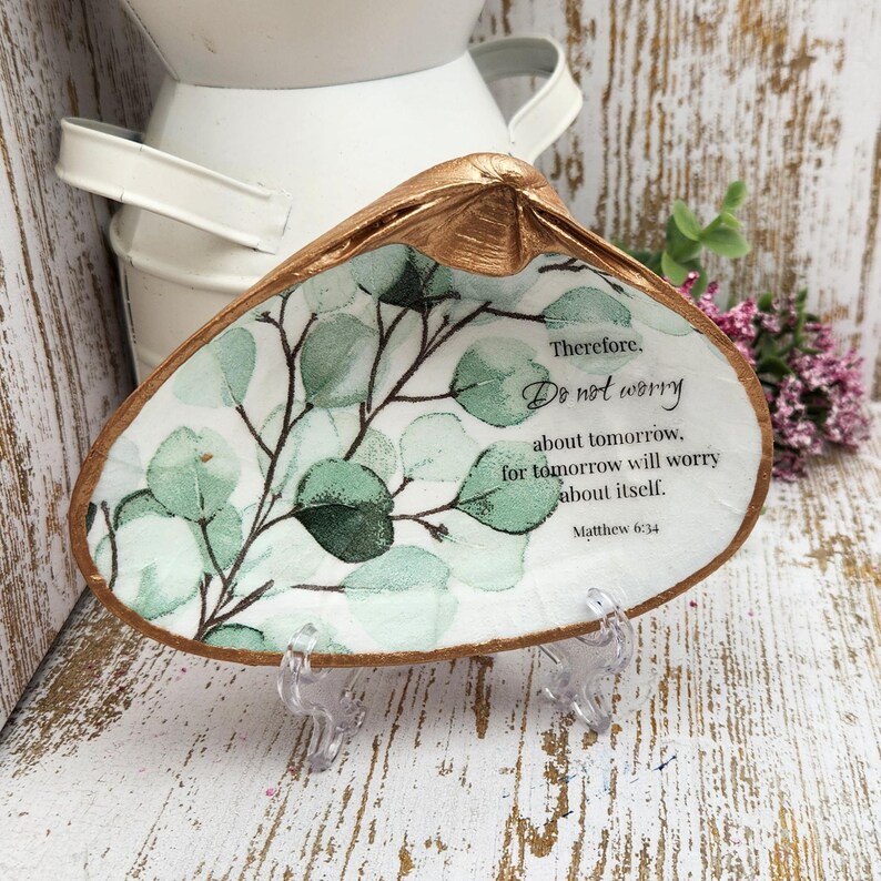 Gal 6: 22-23 Fruit of the Spirit Decoupage Shell Ring Dish With Bible ...