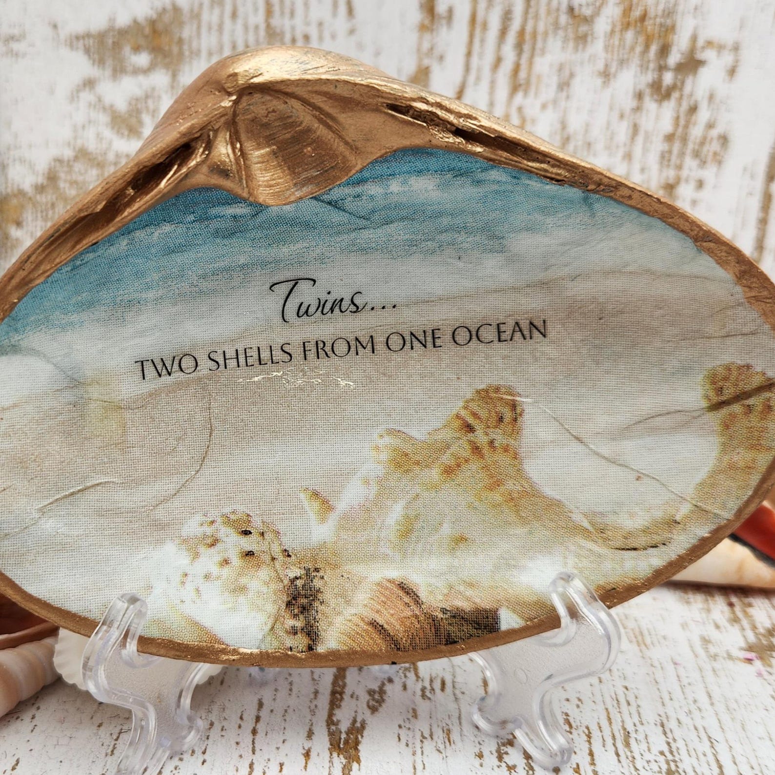 Twins Beach Theme Gift, Decoupaged Shell Ring Dish, Twin Quote Gifts ...