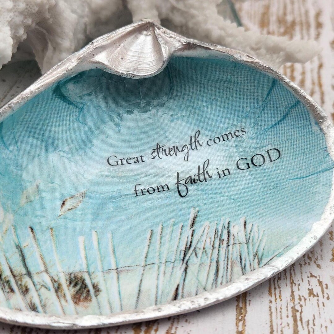 Inspirational Scripture Beach Shell, Coastal Bible Verse Gift ...