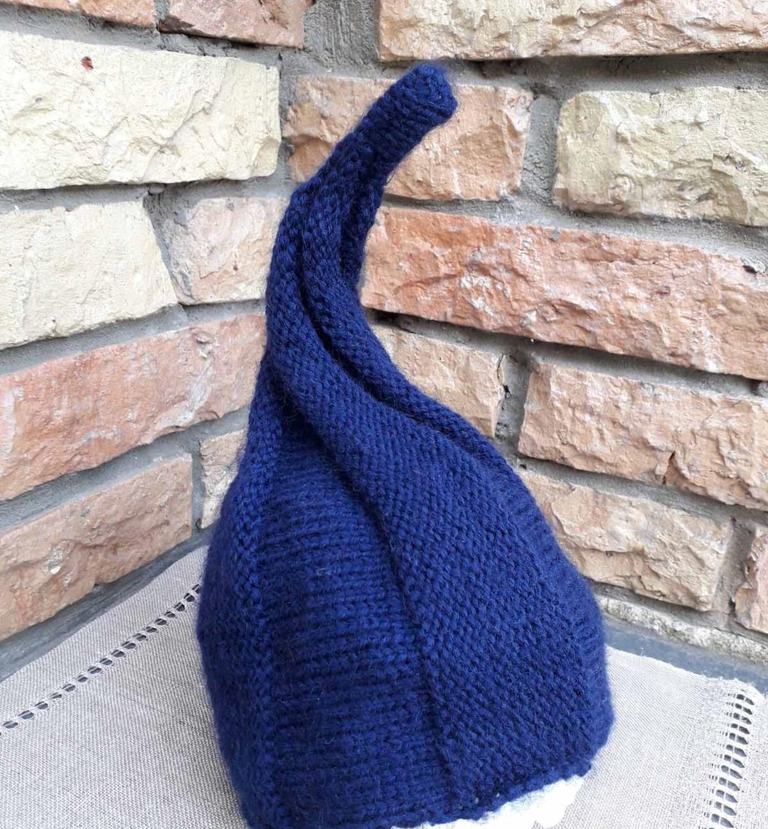 Hand Knitted Wool Smurf Hat: Bendable Gnome Pixie Cap - Etsy