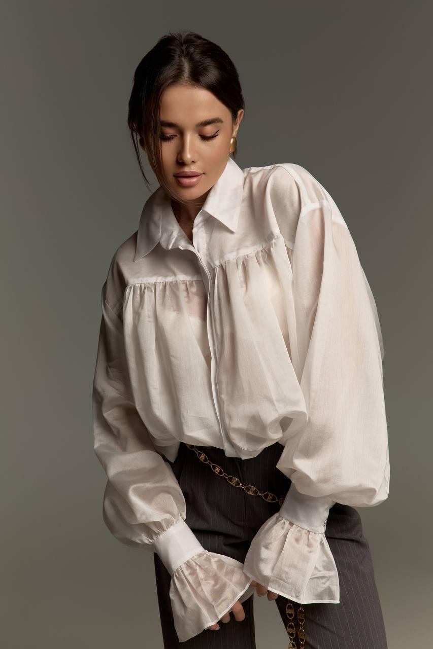 Victorian Sheer Blouse: Voluminous Sleeves, Natural Viscose Fabric ...