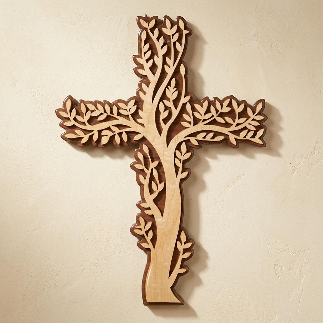 Tree of Life Cross Laser Cut File Layered Christian Wall Art Wood Sign ...