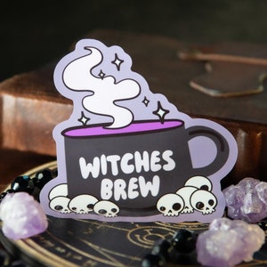 Witches Brew Sticker – Cute Pastel Goth Coffee Art With Skulls for ...