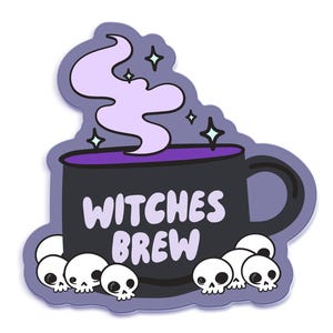 Witches Brew Sticker – Cute Pastel Goth Coffee Art With Skulls for ...