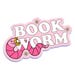 Pink Hand-drawn Bookworm Sticker - Great for TBR Lovers, Bookworms, and ...