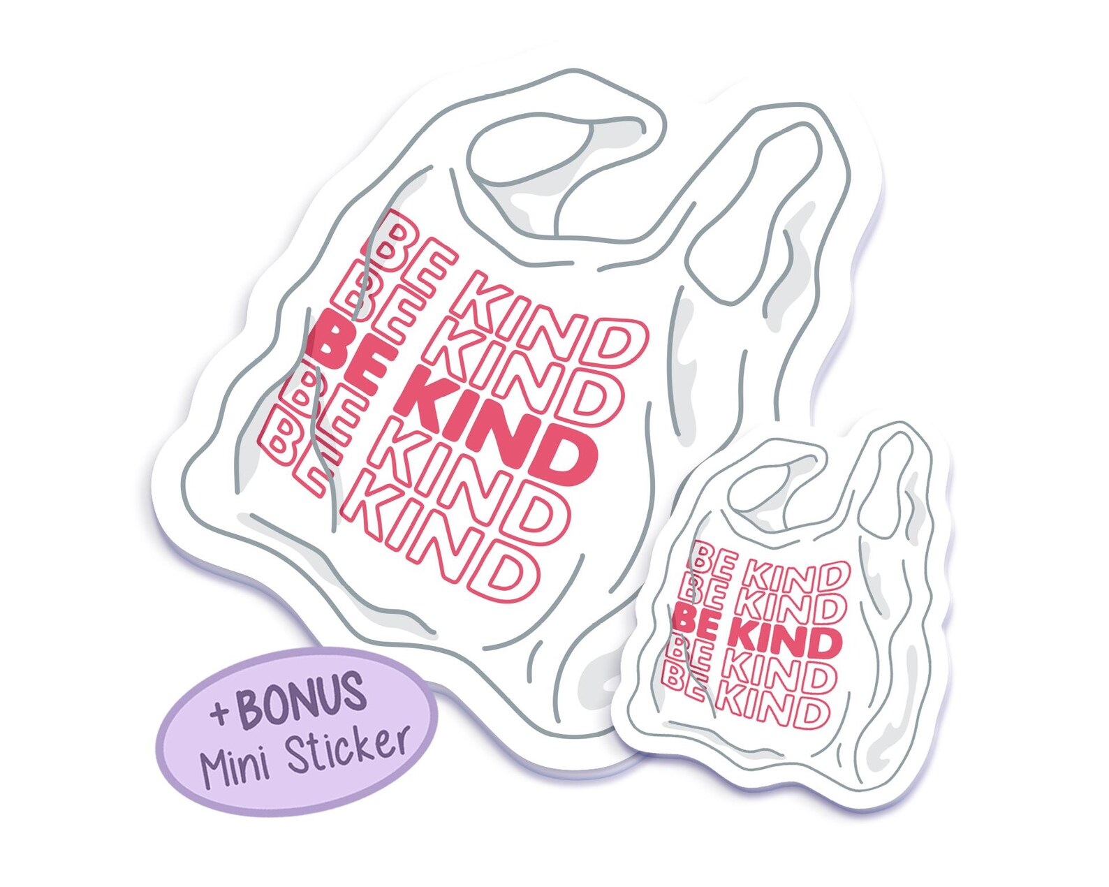 Be Kind Sticker – Retro-inspired Plastic Bag Design, Motivational Vinyl ...