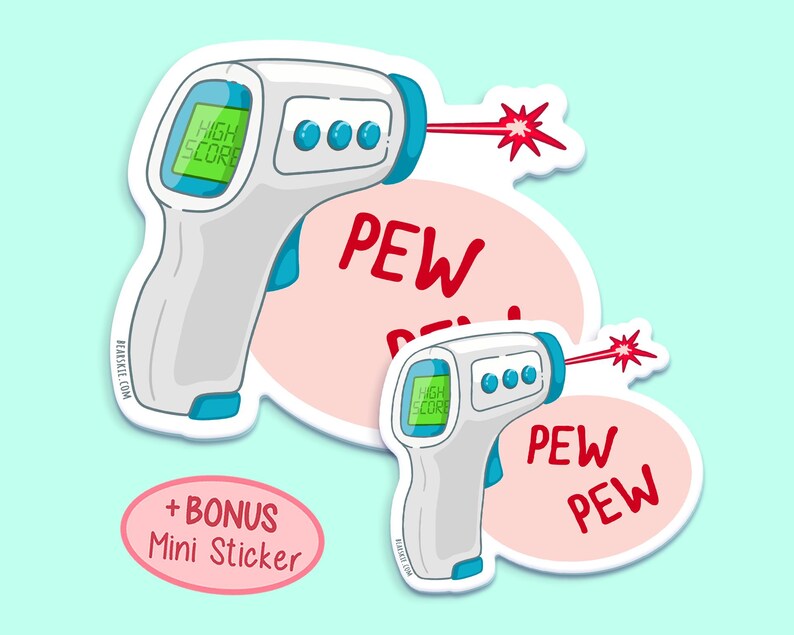 Pew Pew Thermometer Sticker - Cute and Funny Nurse Humor Vinyl Decal ...