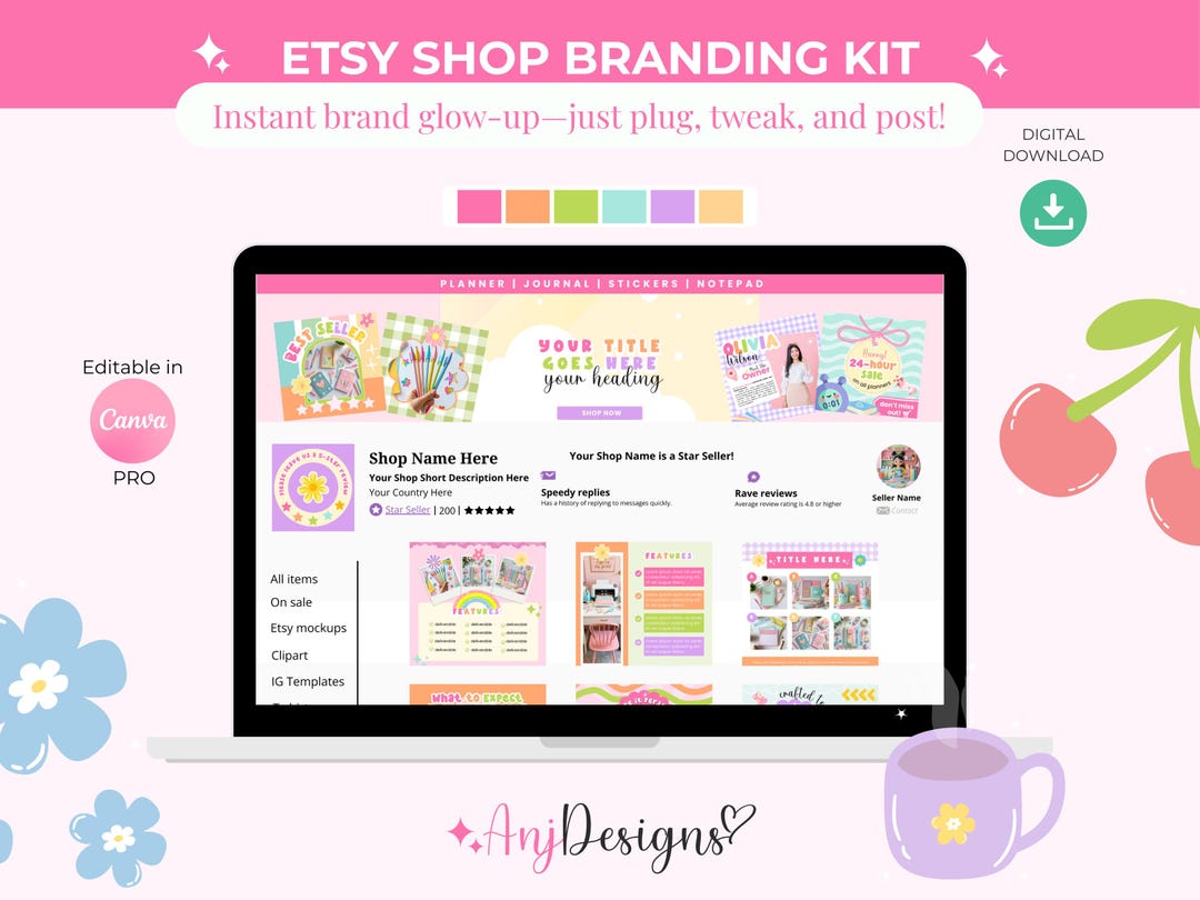 Etsy Shop Branding Kit Canva Templates Etsy Banners Etsy Shop Icons ...