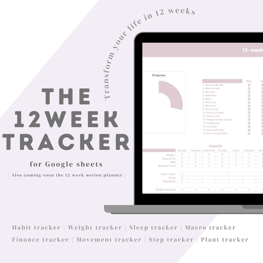 Digital 12 Week Tracker Google Sheets Planner Winter Arc Template Goals ...