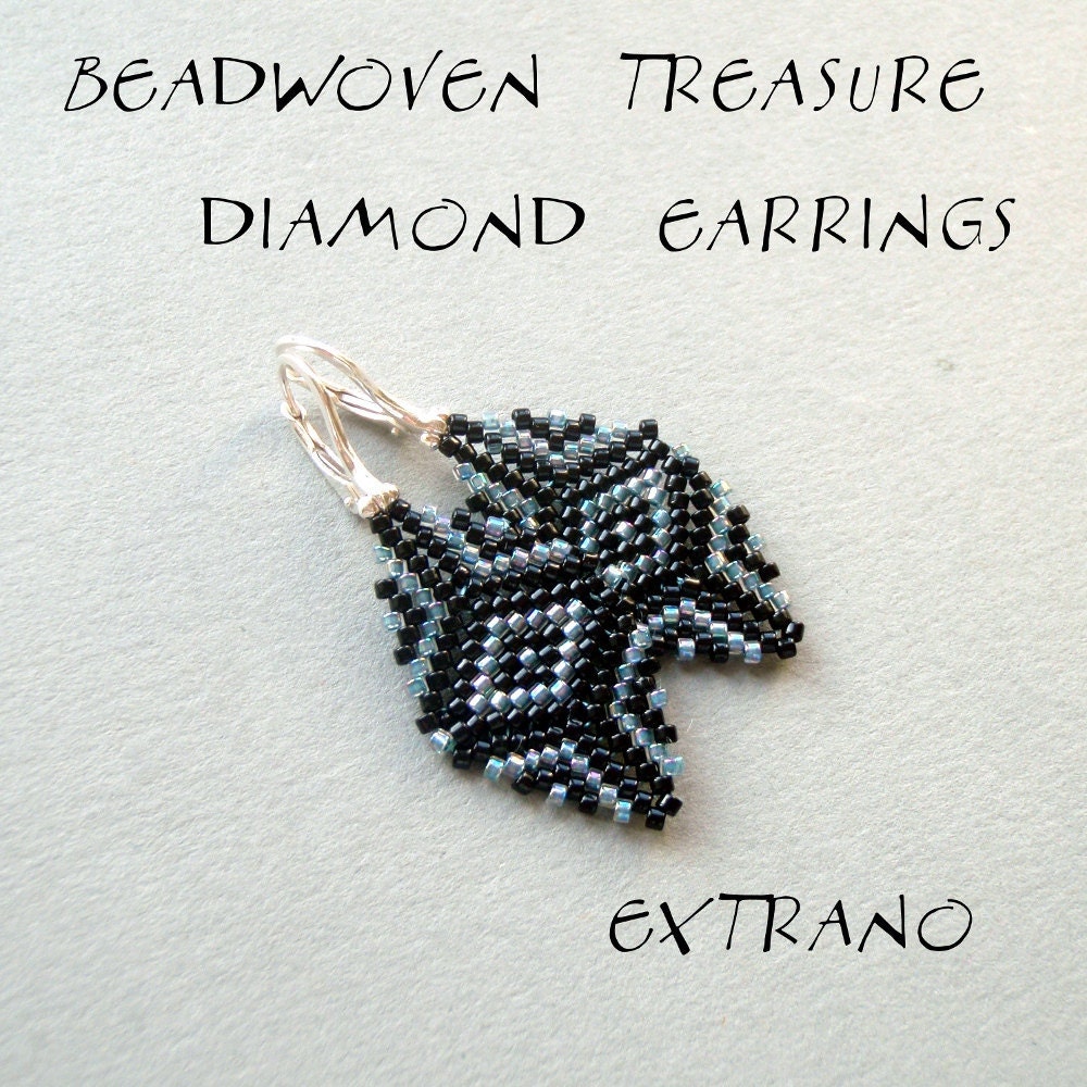 Diamond Earrings Tutorial, Peyote Earrings Pattern, Cylinder Beads ...