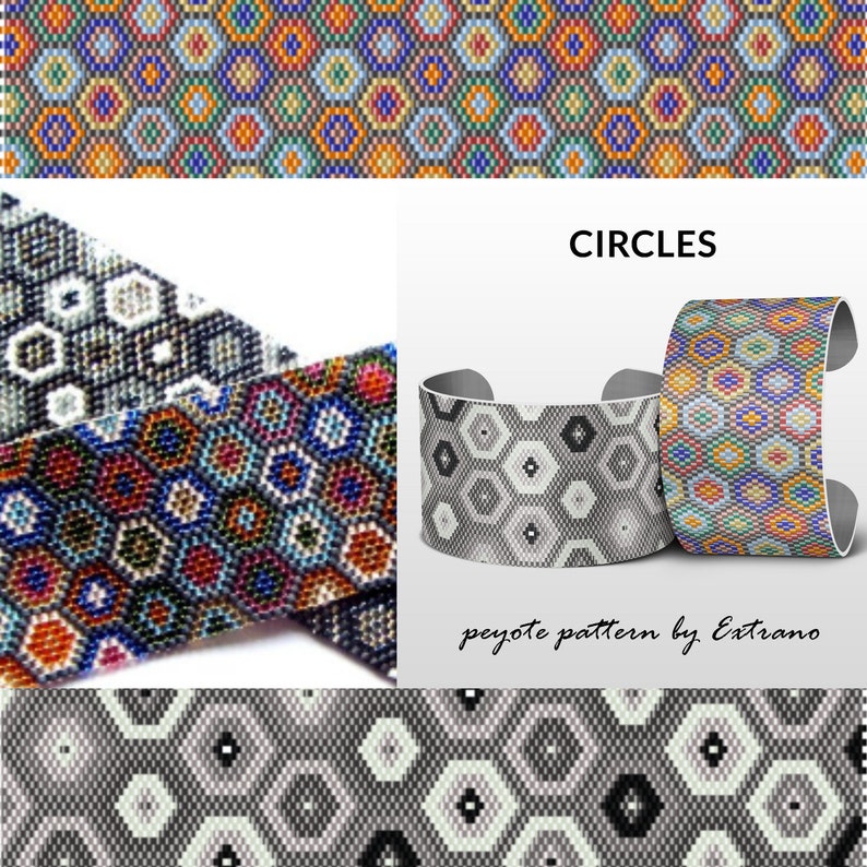 Peyote Bracelet Patterns, Wide Cuff Patterns, Uneven Peyote Stitch ...