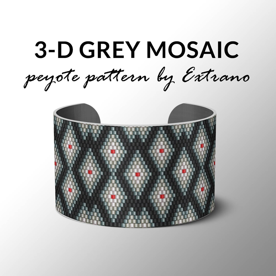 Peyote Bracelet Pattern, Wide Cuff Pattern, Uneven Peyote Stitch ...