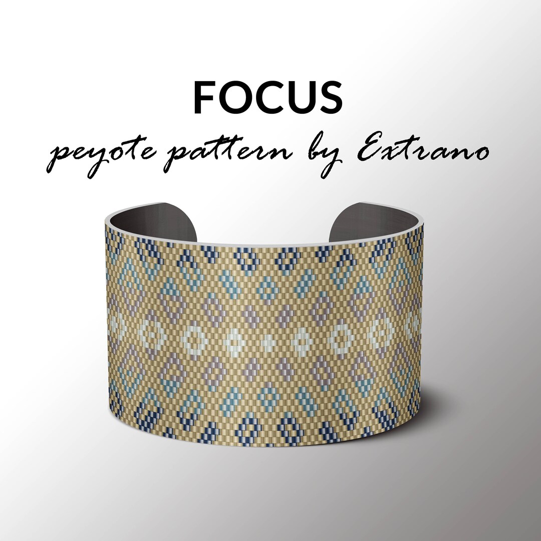Peyote Bracelet Pattern, Wide Cuff Pattern, Uneven Peyote Stitch ...