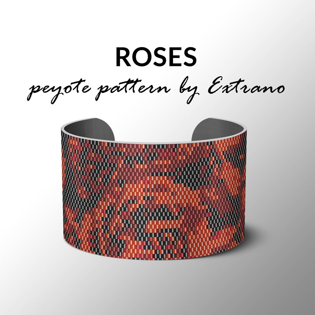 Peyote Bracelet Pattern, Wide Cuff Pattern, Even Peyote Stitch, Peyote ...