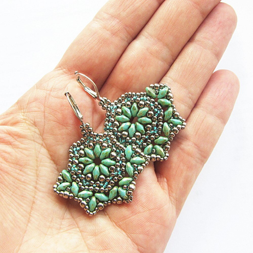 Superduo Earrings Tutorial Long Earrings Pattern Superduo - Etsy