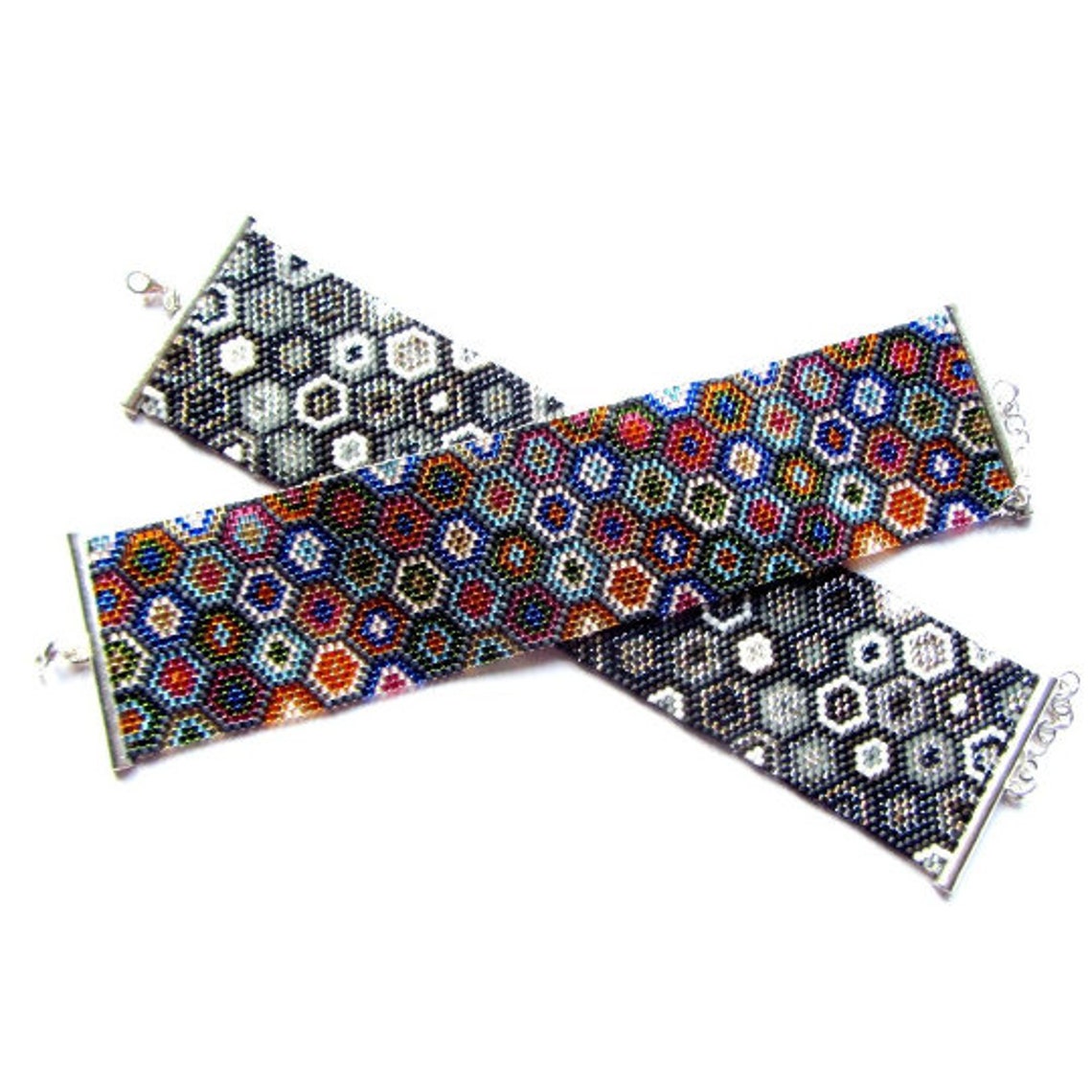 Peyote Bracelet Patterns, Wide Cuff Patterns, Uneven Peyote Stitch ...