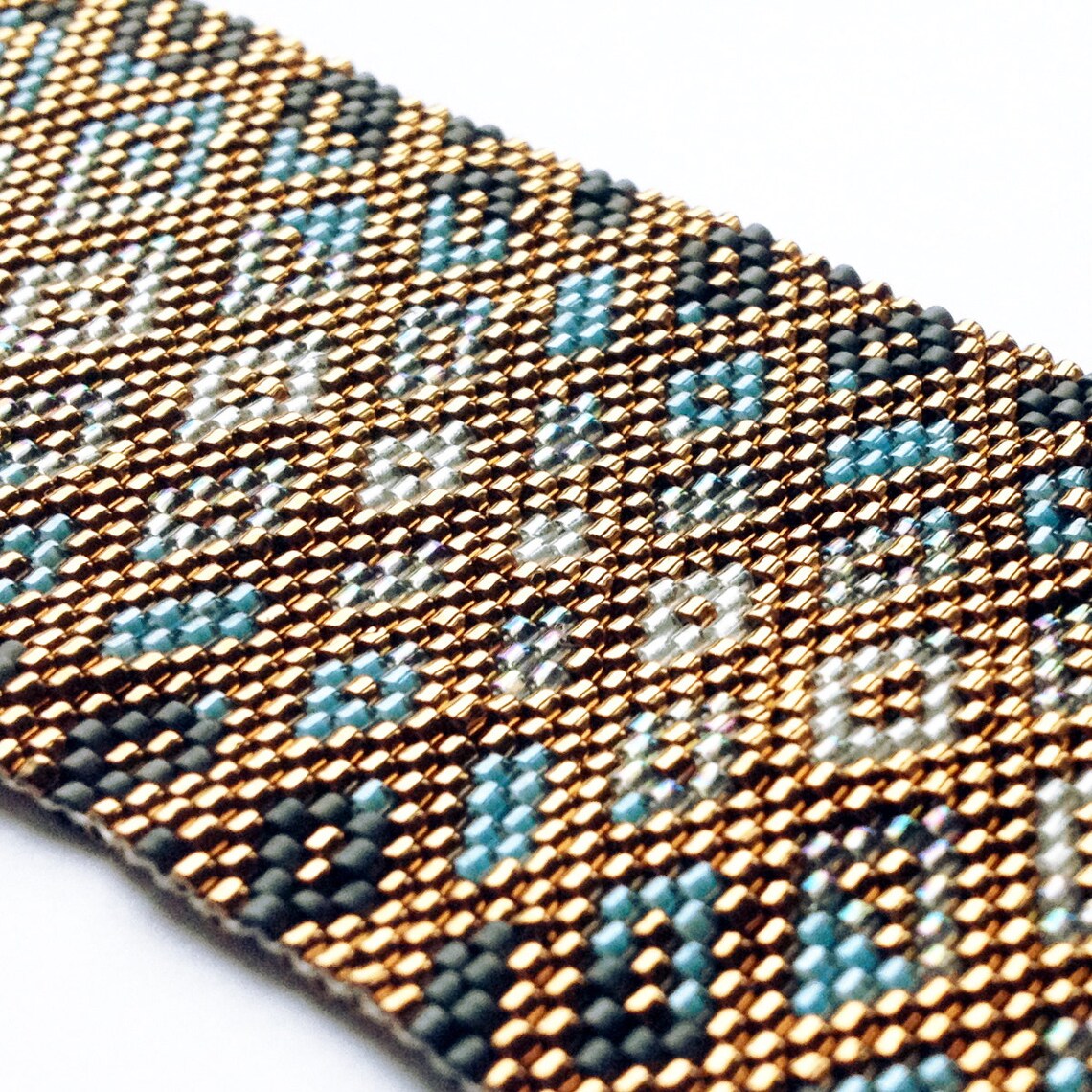 Peyote Bracelet Pattern, Wide Cuff Pattern, Uneven Peyote Stitch ...