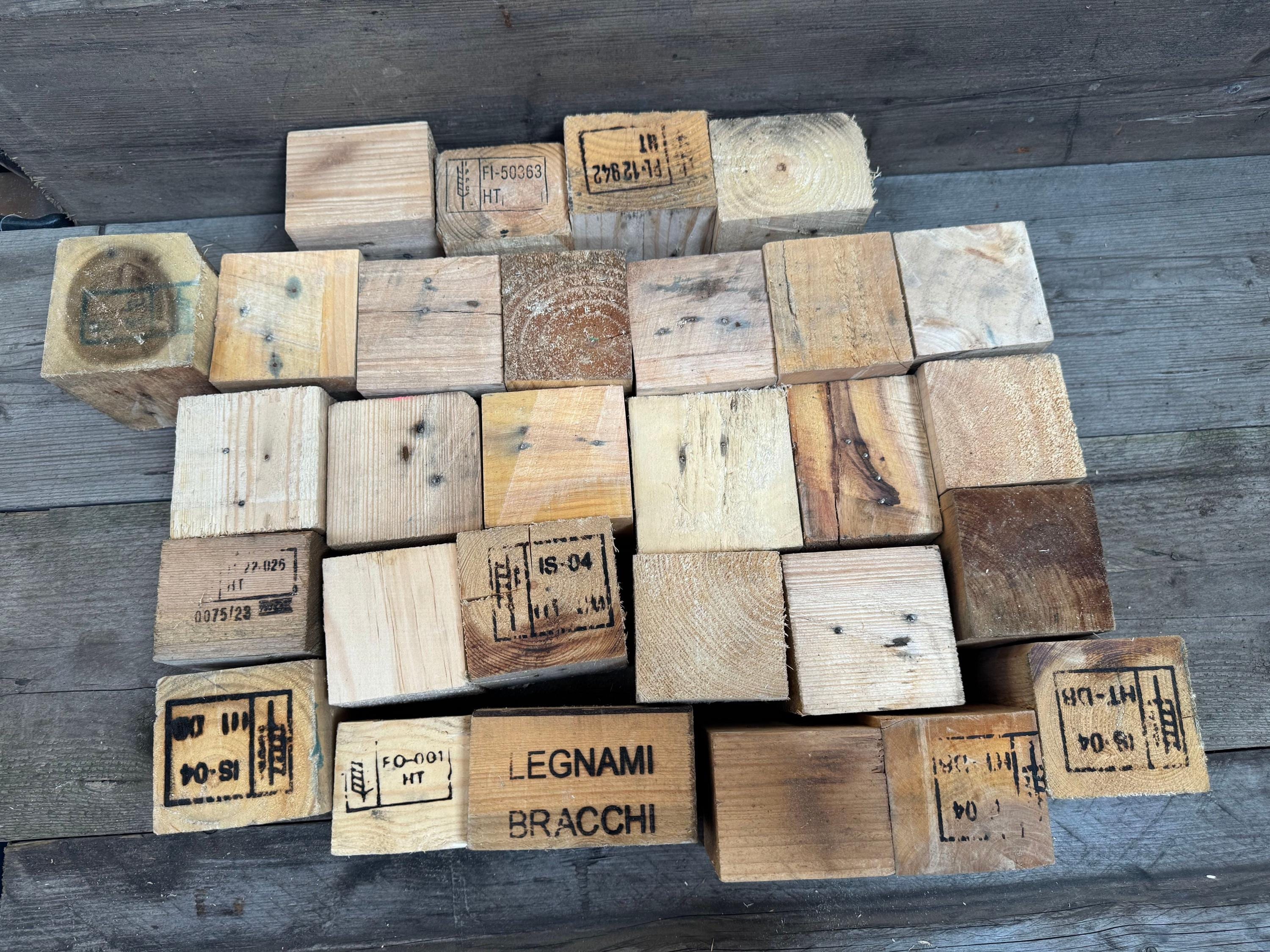20 Reclaimed Pallet Blocks - Perfect for Crafts, Candle Holders, Timber ...