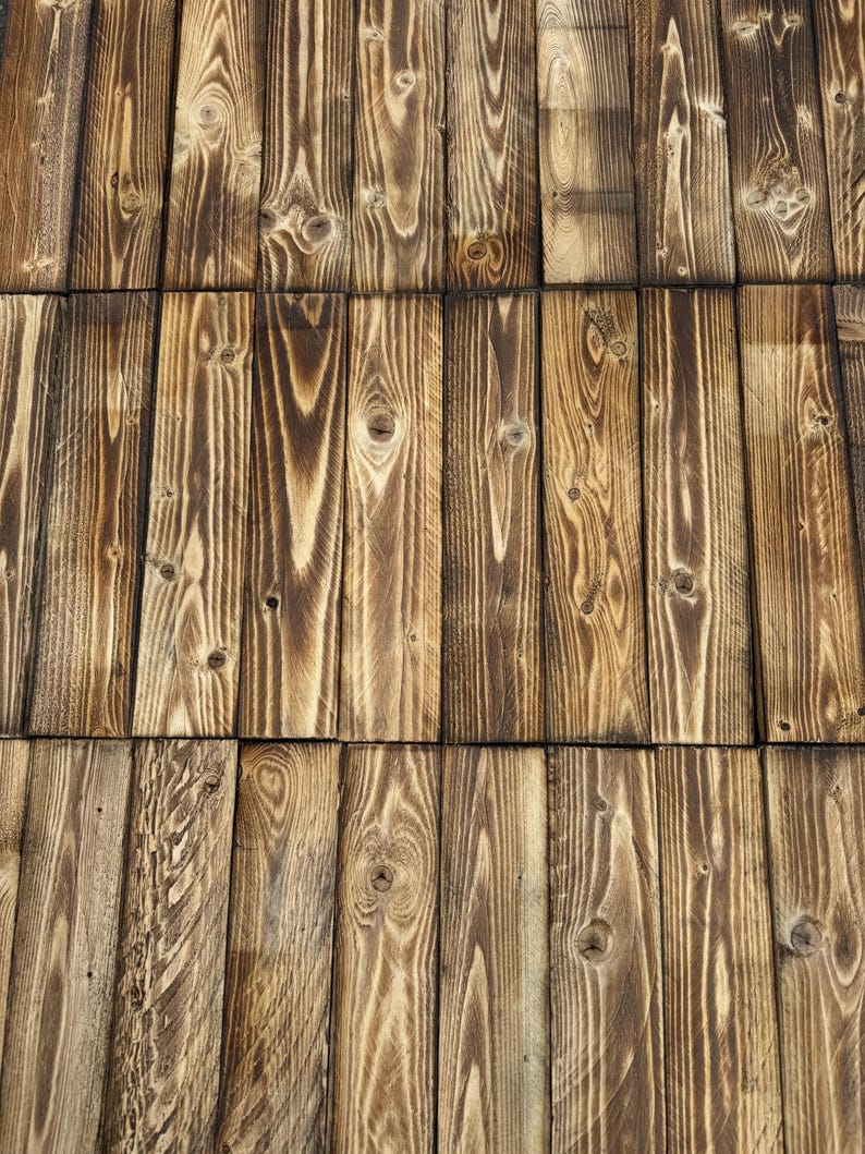 40 X Scorched Wooden Tiles - Rustic Effect - Ideal Herringbone Flooring ...