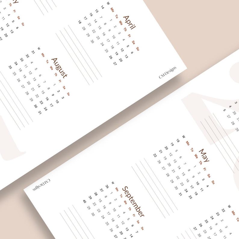 2025 Minimalist Yearly Overview Calendar With Week Numbers | Monday ...